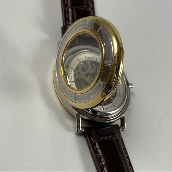 Stauer | Accessories | Mens Two Tone X Ray Watch With Leather Band ...